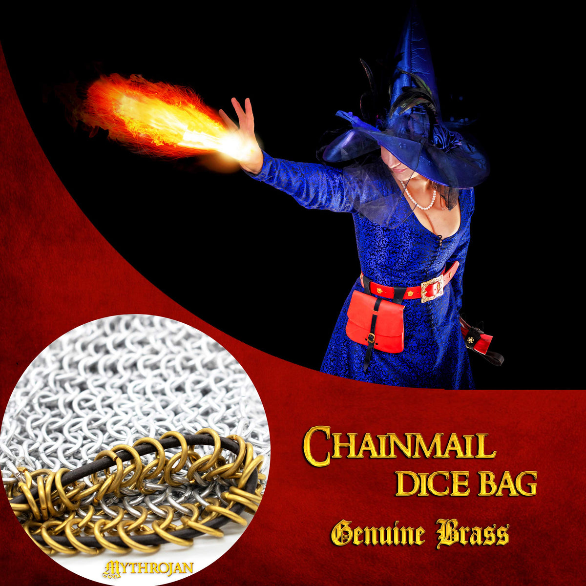 Chainmail DnD Dice Bag Drawstring Role Playing LARP Pouch - Mythrojan